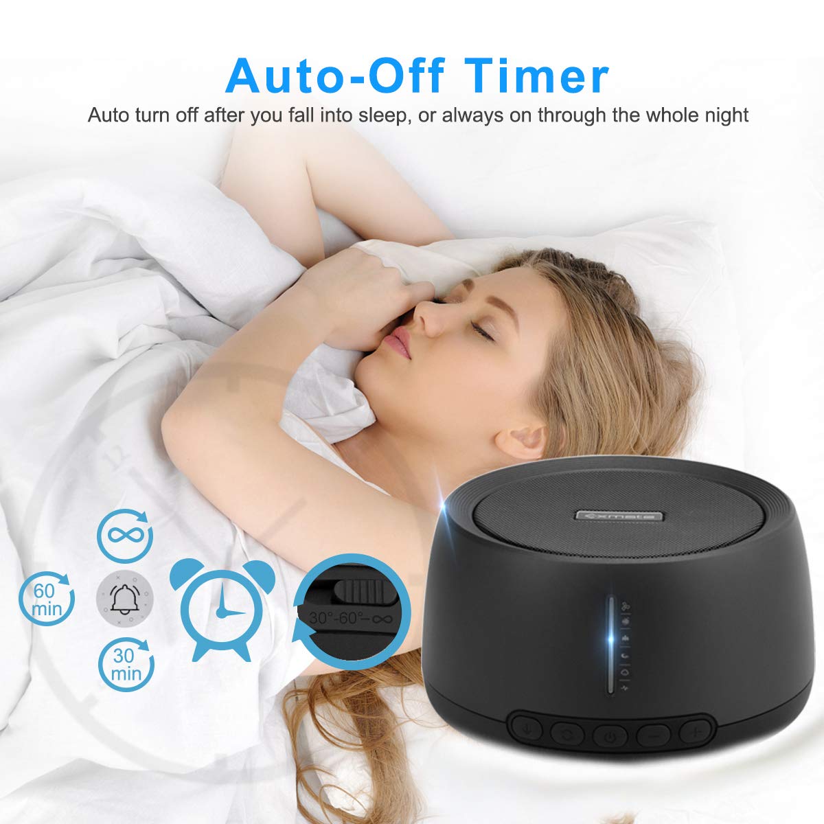 Sound Machine for Baby Sleeping, Exmate Noise Machine for Office Privacy with 30 Non-Looping HiFi Soothing Sound, Memory Function and Timer Sound Machine for Adult Kid Home Office Travel