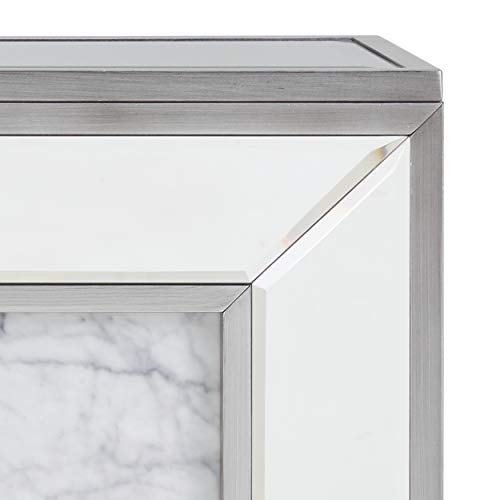 SEI Furniture Trandling Mirrored & Faux Electric Fireplace, Antique Silver/White Marble (AMZ9537201EF)