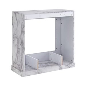 SEI Furniture Dendale Faux Marble Color Changing Electric Fireplace, White-Gray Veining