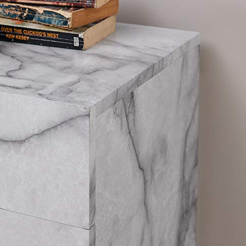 SEI Furniture Dendale Faux Marble Electric Fireplace, White-Gray Veining