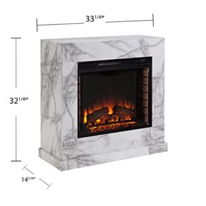 SEI Furniture Dendale Faux Marble Electric Fireplace, White-Gray Veining