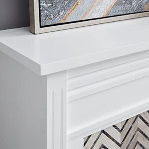 SEI Furniture Hebbington Carrara Marble Tiled Color Changing Electric Fireplace, White-Gray