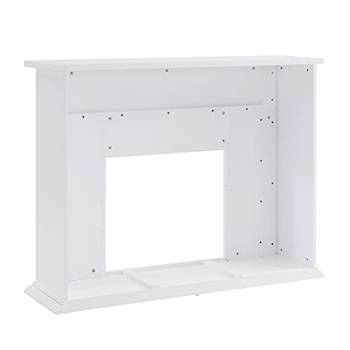 SEI Furniture Hebbington Carrara Marble Tiled Electric Fireplace, White-Gray