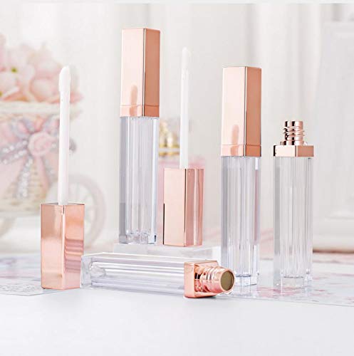 NATUWORLD 6PCS 5ml/0.17oz Empty Lip Gloss Tubes Containers with Brush Applicator and Rose Gold Lid Lip Balm Bottle Pipe Containers for DIY Lipstick Samples Lip Oil