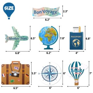 52 PCS Travel Themed Party Decorations Set Let the Adventure Begin Banner Centerpieces Sticks Hanging Swirls for Bon Voyage Retirement Farewell Party World Awaits Birthday Baby Shower Decor Supplie