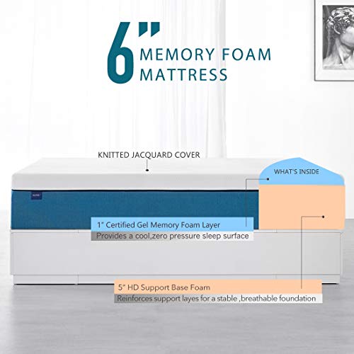 Molblly Twin Size Mattress, 6 inch Cooling-Gel Memory Foam Mattress in a Box, Breathable Bed Mattress for Cooler Sleep Supportive & Pressure Relief， 39" X 75" X 6"