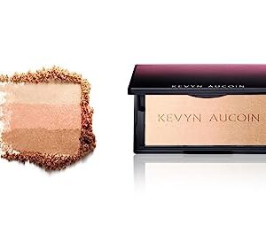 Kevyn Aucoin The Neo Highlighter (Sahara): Candlelight, Starlight & Sunlight shades. Highly pigmented palette. All day wear. Temples, cheekbones, brow, chin, nose. Pro makeup artist go to for glow.