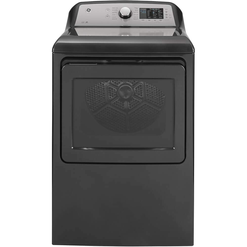 GE GTD72EBPNDG 27" Energy Star Front Load Electric Dryer with 7.4 cu. ft. Capacity Aluminized Alloy Drum and Glass Door in Diamond Gray