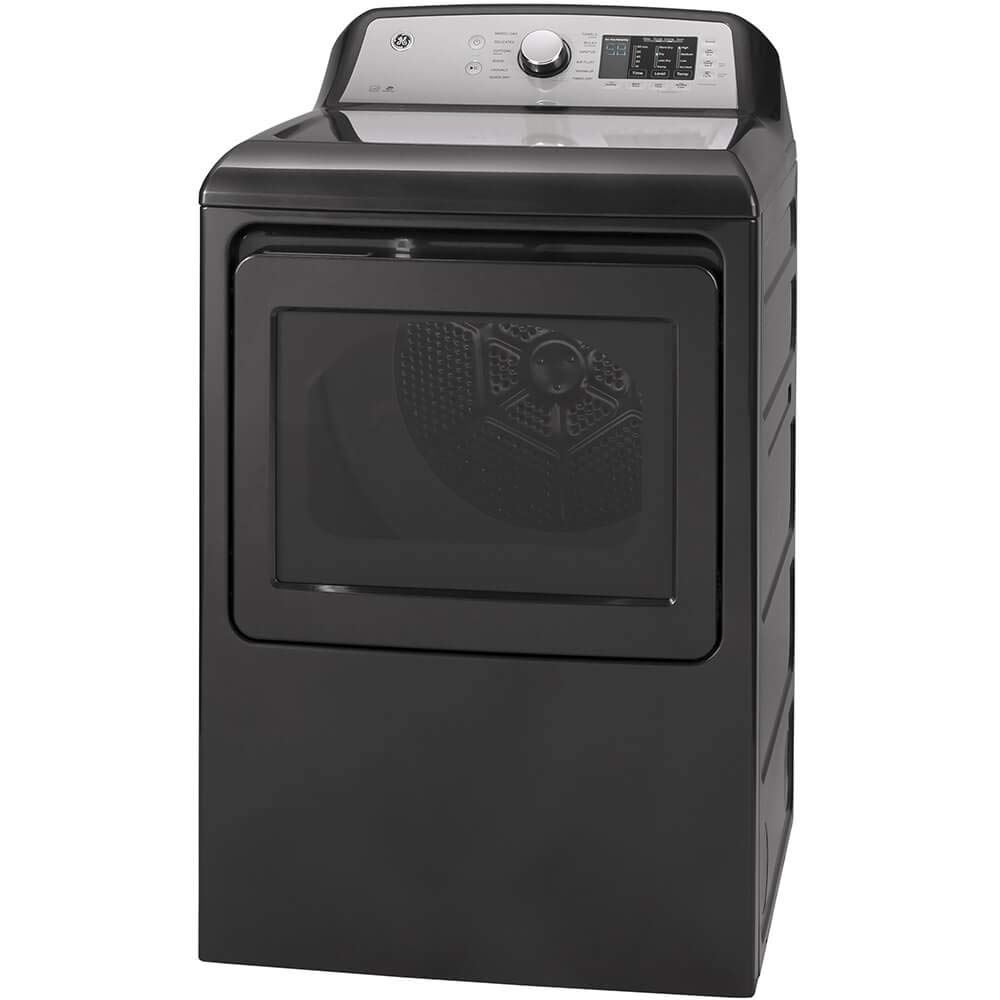 GE GTD72EBPNDG 27" Energy Star Front Load Electric Dryer with 7.4 cu. ft. Capacity Aluminized Alloy Drum and Glass Door in Diamond Gray