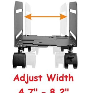 Mount Plus MP-CPB-4 2 Pack Black Computer Tower Desktop ATX-Case, CPU Steel Rolling Stand, Adjustable Mobile Cart Holder with Locking Caster Wheels (2 Pack Cart)