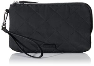 vera bradley women's performance twill wristlet with rfid protection, black, one size