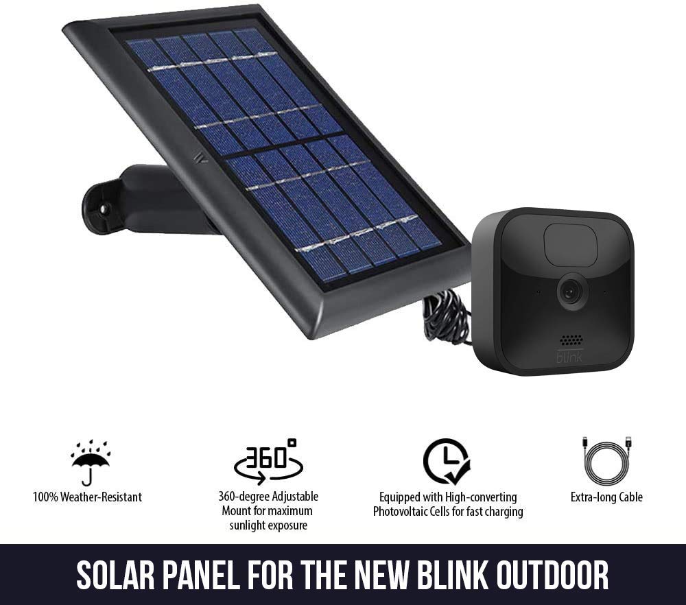 Wasserstein Outdoor Solar Panel with Internal Battery Compatible with Blink Outdoor and XT2/XT Cameras (2 Pack)