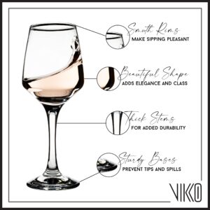 Vikko Stemmed Wine Glasses, 10.5 Oz White Wine Glasses, Set of 6 Red Wine Glasses Set, Thick and Durable Glass Wine Glasses, Stem Wine Glasses