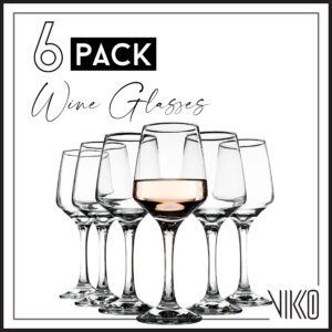 Vikko Stemmed Wine Glasses, 10.5 Oz White Wine Glasses, Set of 6 Red Wine Glasses Set, Thick and Durable Glass Wine Glasses, Stem Wine Glasses