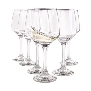 vikko 9.5 ounce wine glasses | beautifully shaped – thick and durable construction – for parties, entertaining, and everyday use – dishwasher safe – set of 6 clear glass wine glasses – 2.4” diameter x