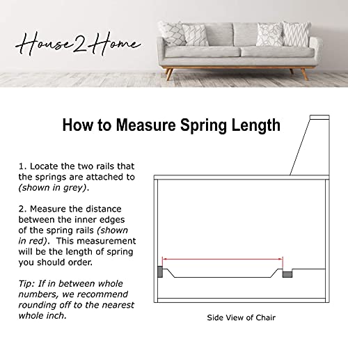 House2Home 25" Sofa Upholstery Spring Replacement, 2pk Repair Kit for Furniture Chair Couch, Includes Clips, Screws, and Instructions