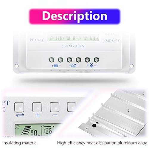 Fuhuihe Solar Charge Controller 10A MPPT T10A 12V 24V for Max 48V Input with Load Dual Timer Control Solar Regulator for Street LightingCompatible MPPT + PWM Charging Mode