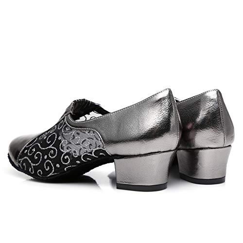 HIPPOSEUS Women's Slip-on Practice Dance Shoes with Chunky Heel Ballroom Dance Teacher Training Shoes,Model L293,US 6.5