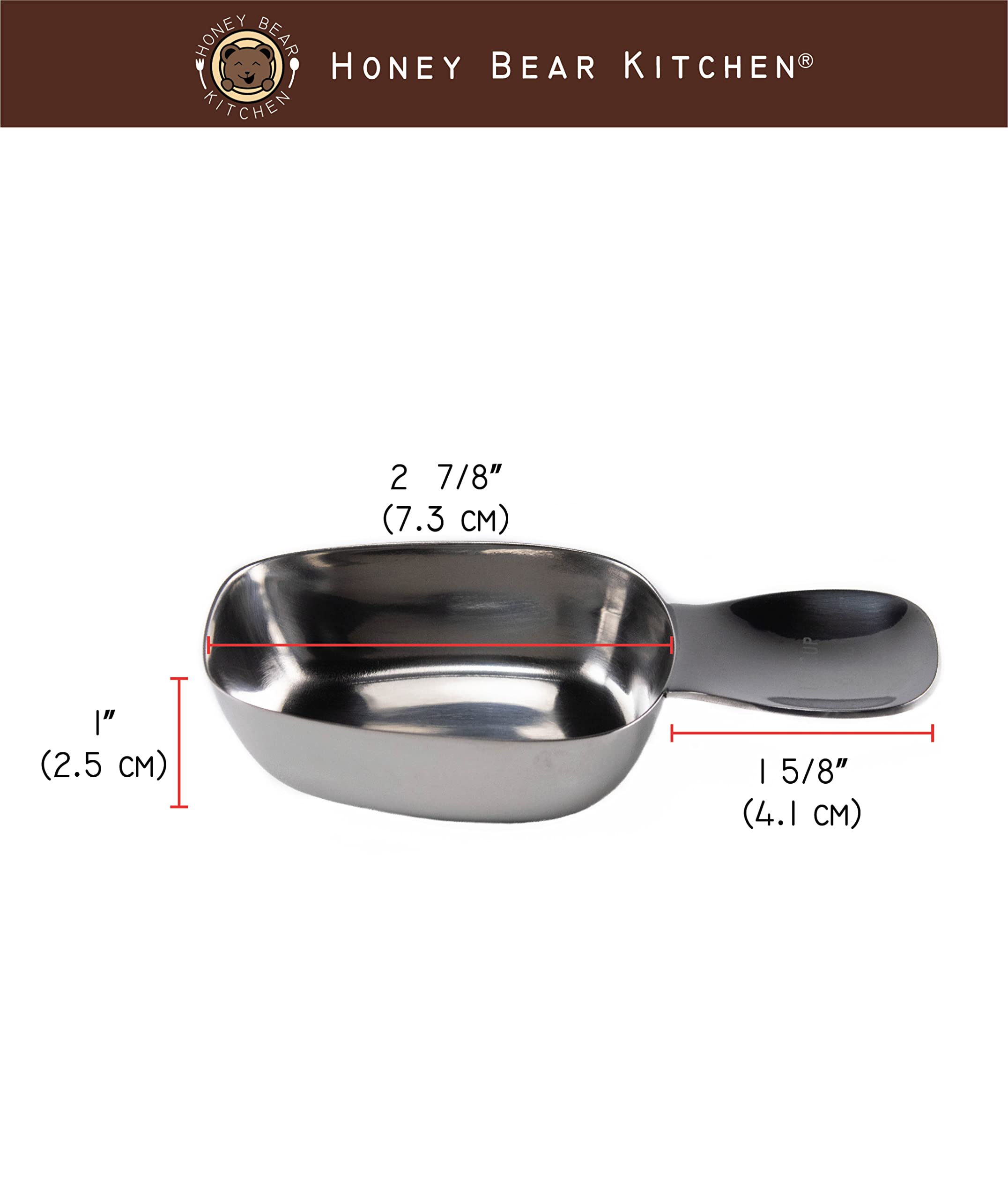 Honey Bear Kitchen 1/4 Cup 60 ml Leave-in Canister Scoops, Polished Stainless Steel (Set of 2)