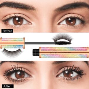 4D Silk Fibre Eyelash Mascara Waterproof - Thick Long Lasting Smudge-Proof Natural 4D Fibre Mascara, Curling Lashes Lengthening Mascara, All Day Exquisitely , Extra Long 4D Mascara Black Pack of 1