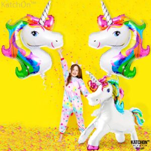 KatchOn, Rainbow Unicorn Balloons Set - 43 Inch, Pack of 3 | Unicorn Balloons For Girls Birthday | Rainbow Balloon, Rainbow Birthday Decorations | Unicorn Birthday Balloons, Unicorn Mylar Balloons