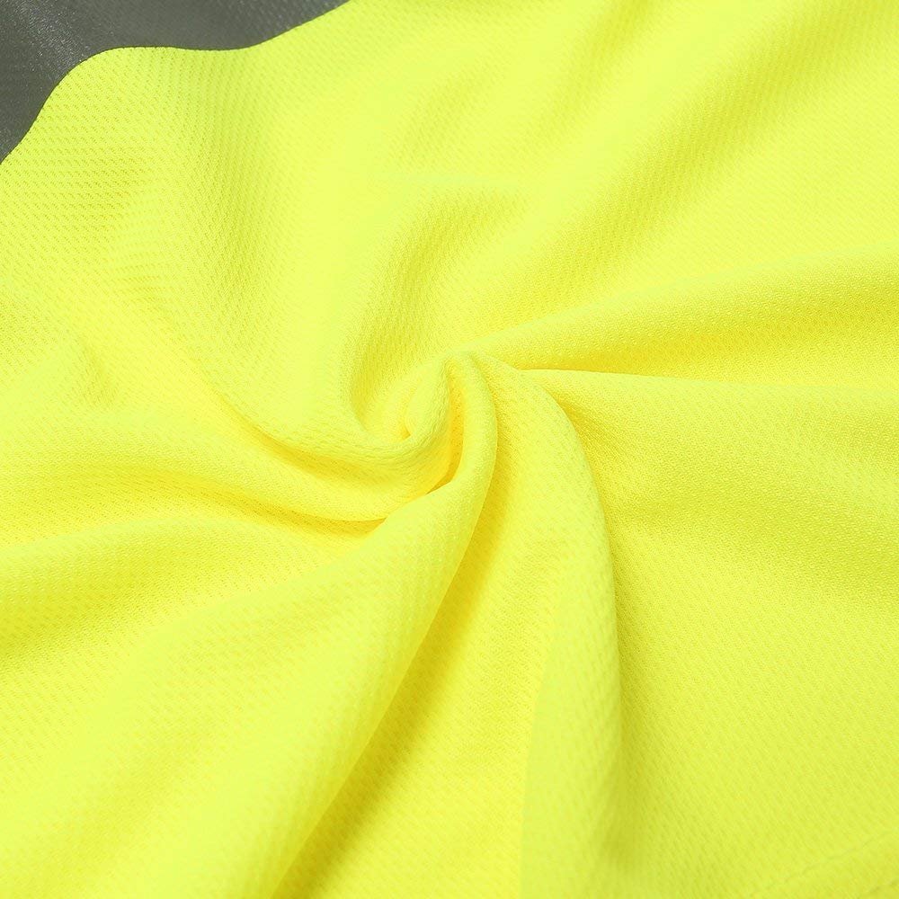 L&M Hi Vis Class 3 T Shirt Reflective Safety Lime Orange Short Long Sleeve HIGH Visibility, Black Bottom (Lime_L, Large)