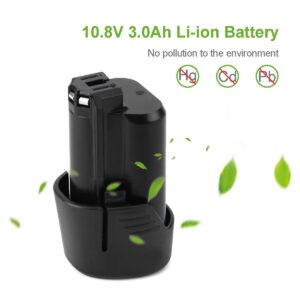 CREABEST 3000mAh Li-ion 10.8V and 12V Battery Compatible with Bosch GBA12V30 BAT411 BAT420 BAT411A BAT412A BAT413A BAT412 BAT413 BAT414 D-70745 2607336013 26073360 Cordless Tools Battery Pack