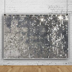 YongFoto 8x6ft Discos Party Backdrop Sliver Sequins Photography Background Glitter Halos Wedding Birthday Party Cake Table Banner 70s Theme Party Backdrop Discos Decorations Backdrop