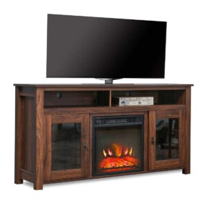 top space electric fireplace tv stand entertainment center corner electric fireplace console fireplace heater for tvs up to 60",wooden electric fireplace tv stand,rustic