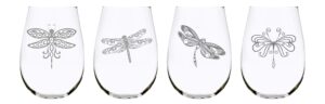 dragonfly stemless wine glass (set of 4)