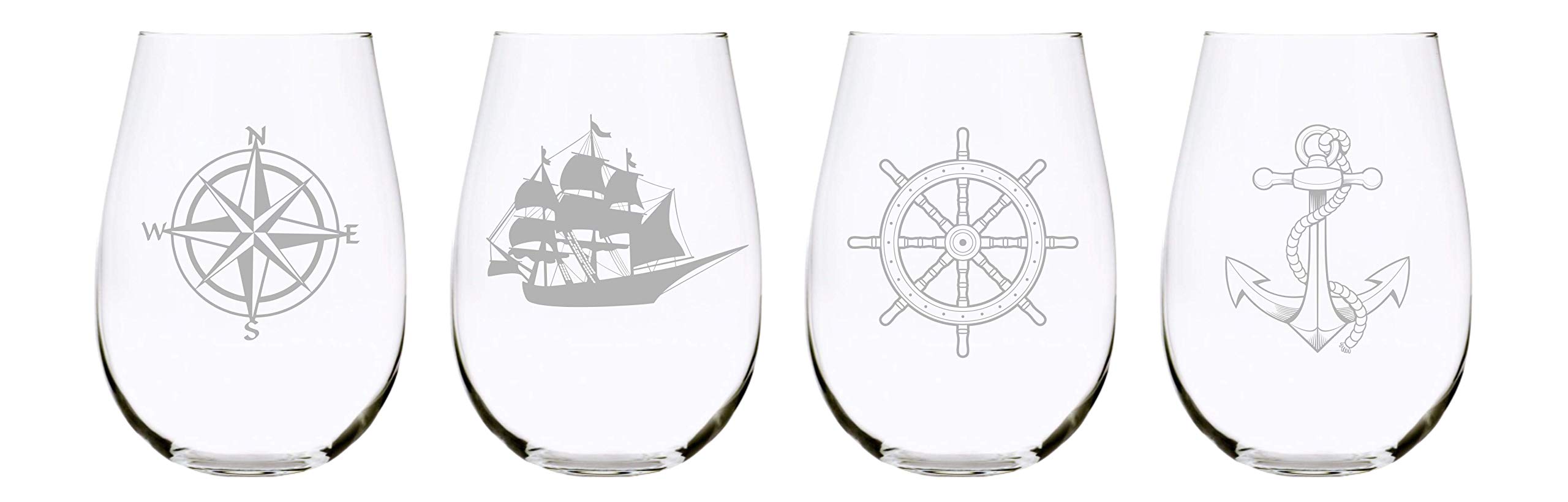 Nautical stemless wine glass (set of 4)