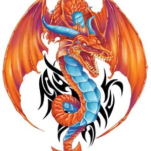 Fantasy Dragons Temporary Tattoos, Set of 10 Colorful Dragon Tattoos