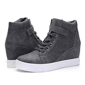 VEZAD Store Women's Sneakers Winter Warm Solid Large Size Increase Wedges Short Boots Casual Shoes