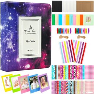 bigtrend 2x3 inch photo paper film album set for fujifilm instax mini camera, polaroid snap, z2300, socialmatic instant cameras & zip instant printer (starry sky-4, 64 pockets)