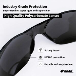 ROAR Smoke Safety Glasses 12 pairs per box Eyewear Protective Glasses Safety Goggle Airsoft Goggle, Strong Impact Resistant Lens for Laboratory, Construction,gardening, Industrial Safety, Craft