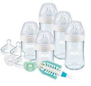 nuk simply natural glass baby bottles and pacifier newborn gift set, 11 piece set