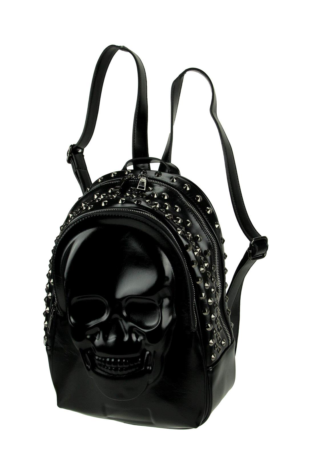 Things2Die4 Black Studded Gothic 3D Molded Skull Backpack