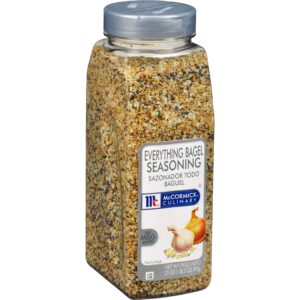 mccormick culinary everything bagel seasoning, 21 oz - one 21 ounce container of everything bagel seasoning blend of poppy seed, sesame seed, garlic, onion and salt