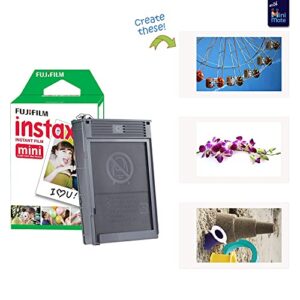 Fujifilm Instax Mini 9 Instant Camera Cobalt Blue with Custom Case + Fuji Instax Film Value Pack (50 Sheets) Flamingo Designer Photo Album