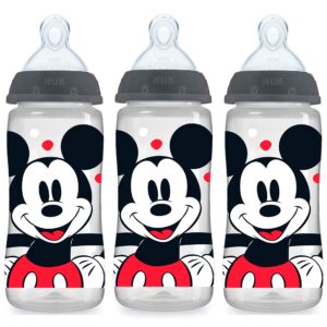 nuk smooth flow anti colic disney baby bottle, mickey mouse, 10 oz, 3 pack