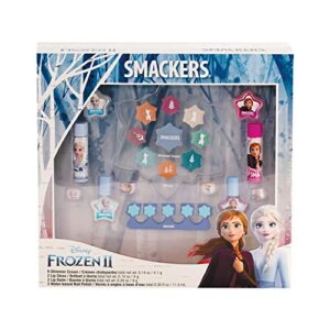 lip smacker disney frozen ii color makeup set for girls, shimmer cream, lip gloss, lip balm, nail polish