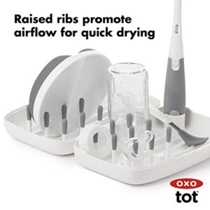 OXO Tot Travel Size Drying Rack with Bottle Brush- Gray