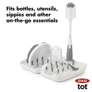 OXO Tot Travel Size Drying Rack with Bottle Brush- Gray