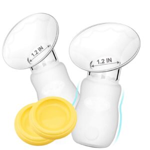 2 pack silicone manual breast pump with protective lid, 100% food grade silicone, whole shaped technology, bpa-free(yellow)