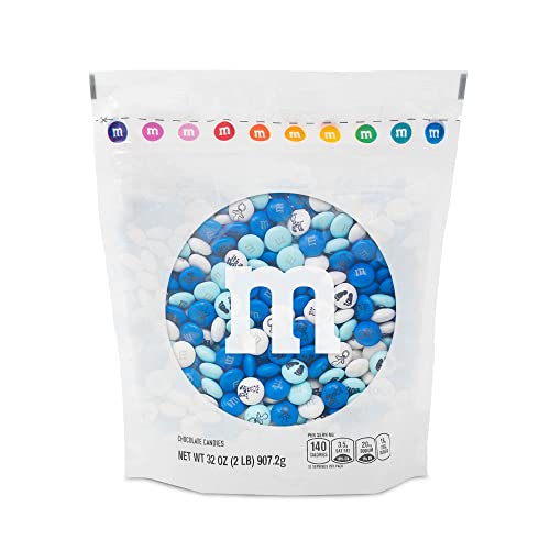 M&M'S Milk Chocolate Pre-Printed Baby Boy Candy, 2lb of Bulk for Baby Shower, Gender Reveal Ideas and New Baby Party Favors