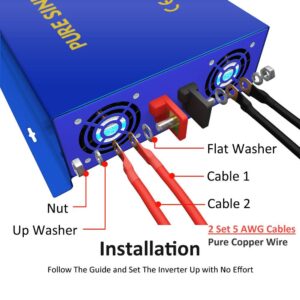 XYZ INVT 2000W Pure Sine Wave Inverter 12V DC to 110V 120V AC Surge 4000 Watt Power Inverter 100ft Wireless Remote Control for Solar System, Off Grid, RV.(2000W/12V)