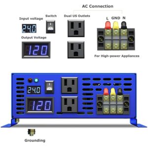 XYZ INVT 2000W Pure Sine Wave Inverter 12V DC to 110V 120V AC Surge 4000 Watt Power Inverter 100ft Wireless Remote Control for Solar System, Off Grid, RV.(2000W/12V)