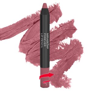 mirabella velvet lip crayon lipstick and lip liner pencil, easy-to-use creamy, smudgeproof, and long-lasting matte lipstick liner creates a flawless finish with antioxidants vitamin c and e, forever