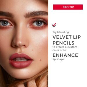 Mirabella Velvet Lip Crayon Lipstick and Lip Liner Pencil, Easy-to-Use Creamy, Smudgeproof, and Long-Lasting Matte Lipstick Liner Creates a Flawless Finish with Antioxidants Vitamin C and E, Forever