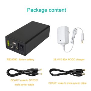 Talentcell 12/24V Lithium ion Battery Pack PB240B2, Rechargeable 35000mAh 129.5Wh Li-ion Batteries with DC 24/12 Volt and 5V USB Output for LED Light Strip, CCTV Camera, Smartphone and More